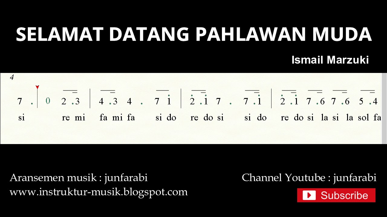 not angka selamat datang pahlawan muda - do = C Mayor - lagu wajib ...