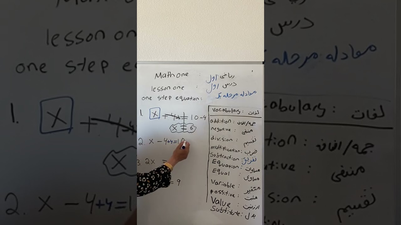Algebra - 1 Step Equation in Farsi/English - YouTube