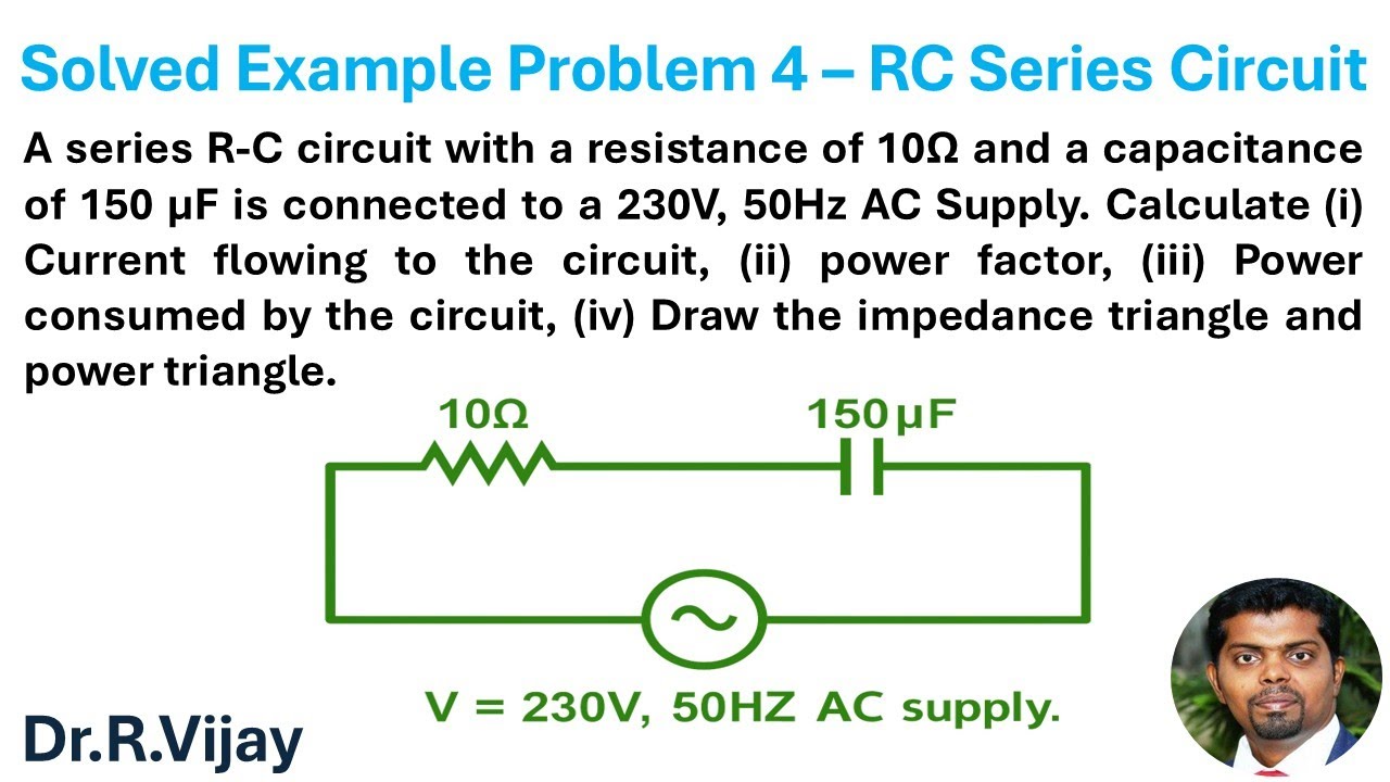 Solved Example Problem 4 - RC Series Circuit #bee - YouTube