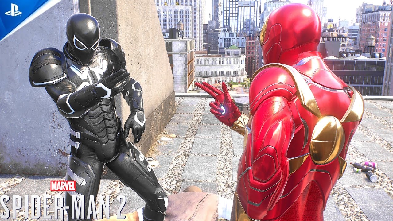 Iron Spider Suit Gold Iron Arms Destroy Hunters - Marvel Spider-Man 2 ...