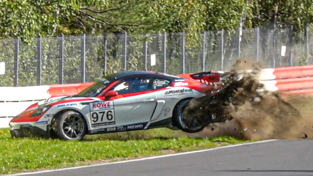 Nürburgring BIG CRASH Porsche Cayman GT4 vs Mercedes AMG GT3 | NLS Race ...