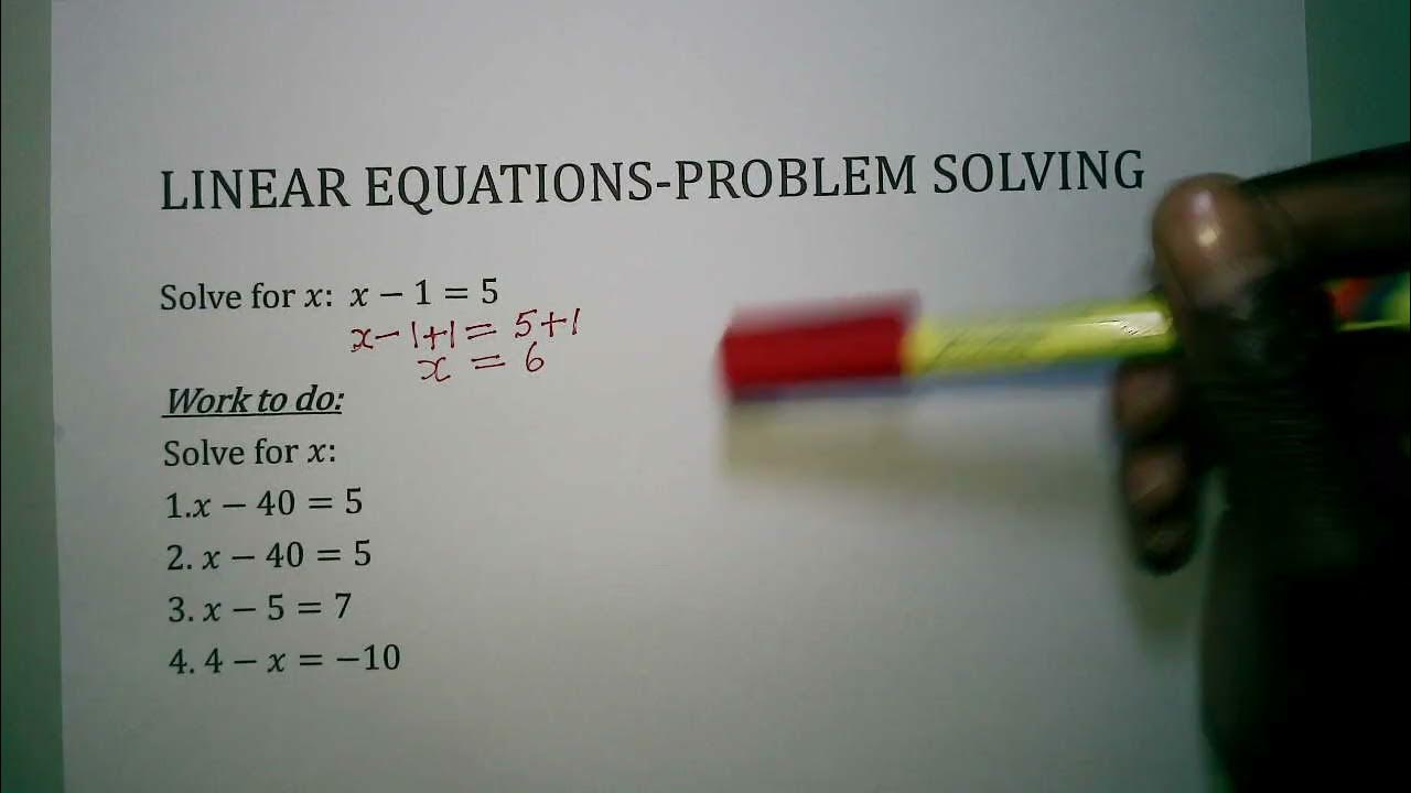 1.Linear Equations-Problem Solving (Grade 8) - YouTube
