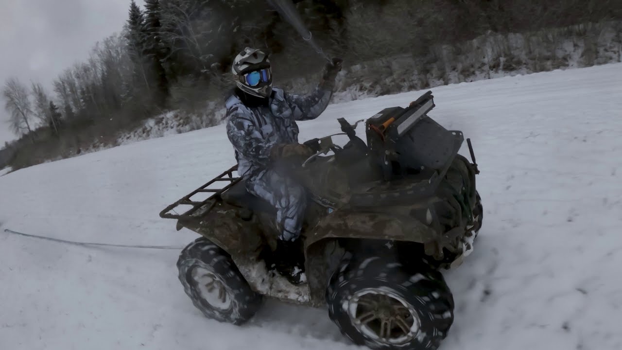 Sledding with ATV - YouTube