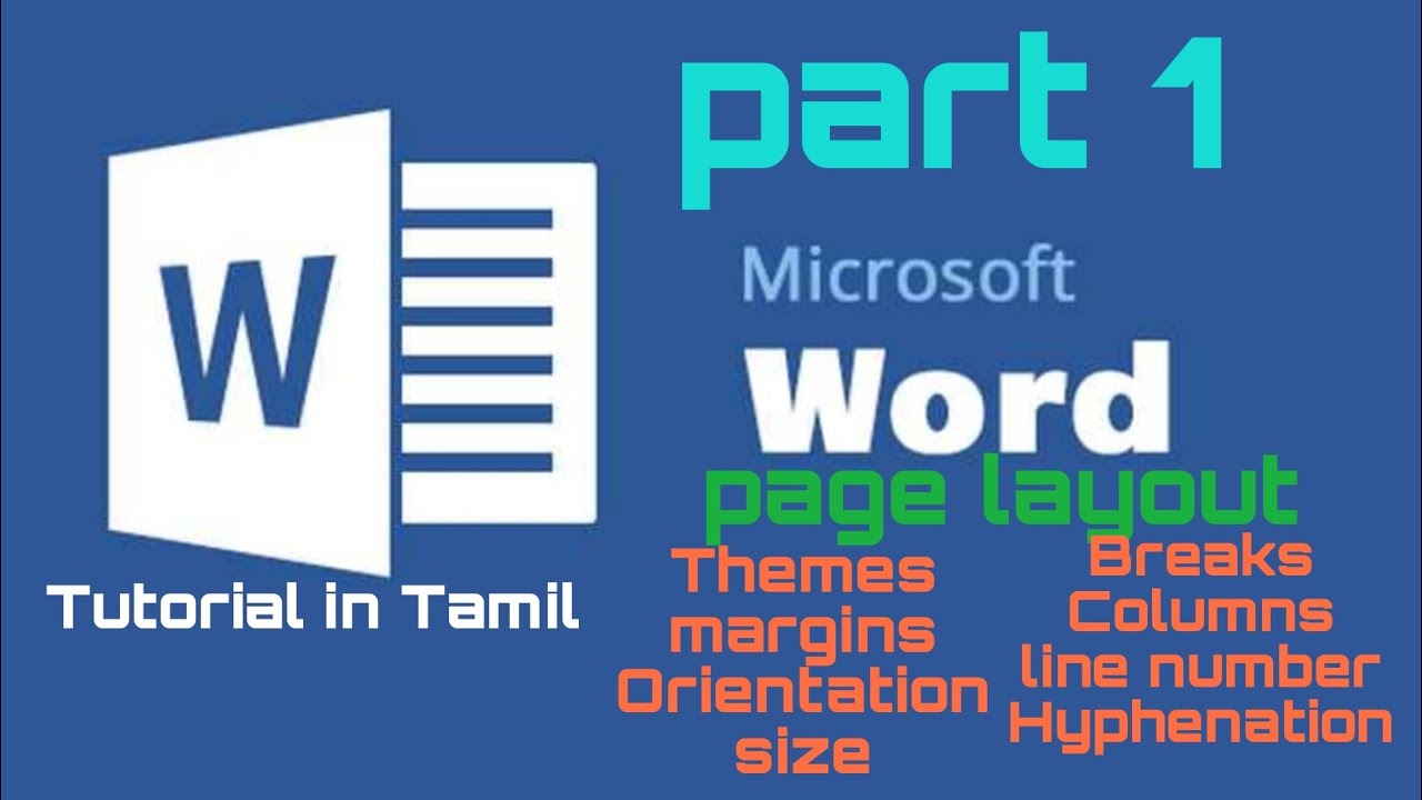 M.s.office,Page layout,Themes,margins,orientation,size,Breaks,columns ...