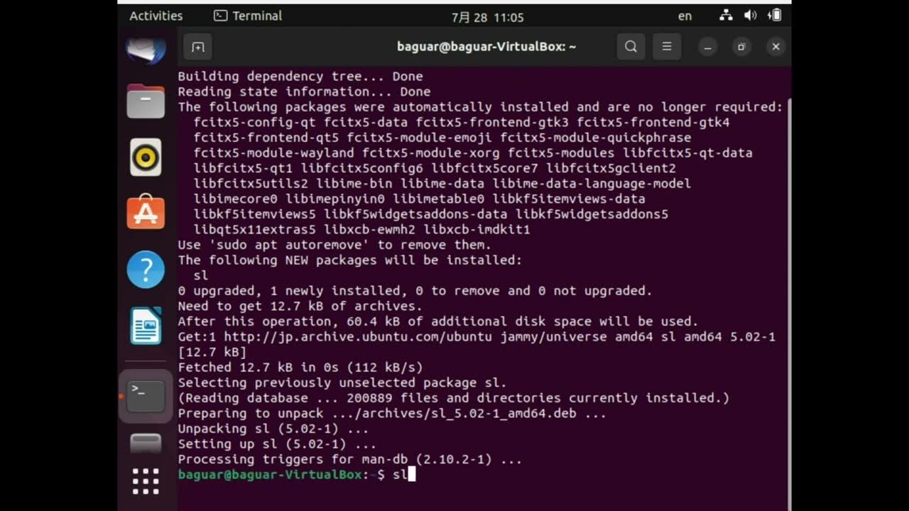 sudo apt install sl - YouTube