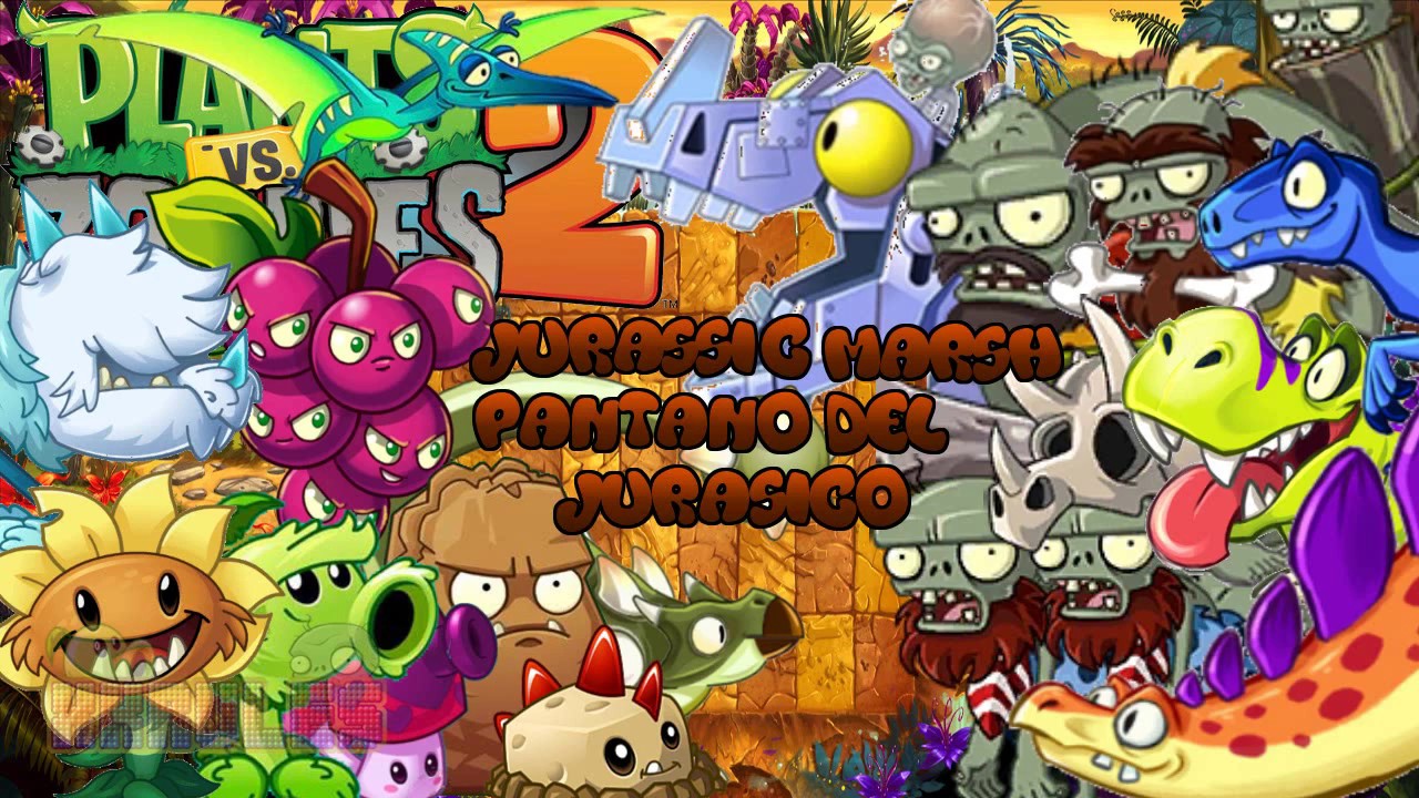Plants vs Zombies 2 GAMEPLAY: Jurasic Marsh (Pantano Del Jurasi) + DM ...