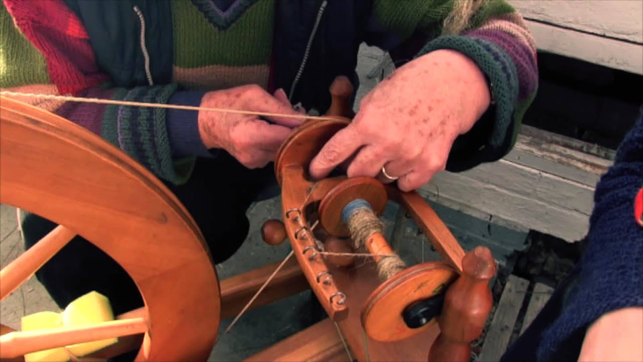 Seeds of Fashion - Spinning flax on a wheel - YouTube