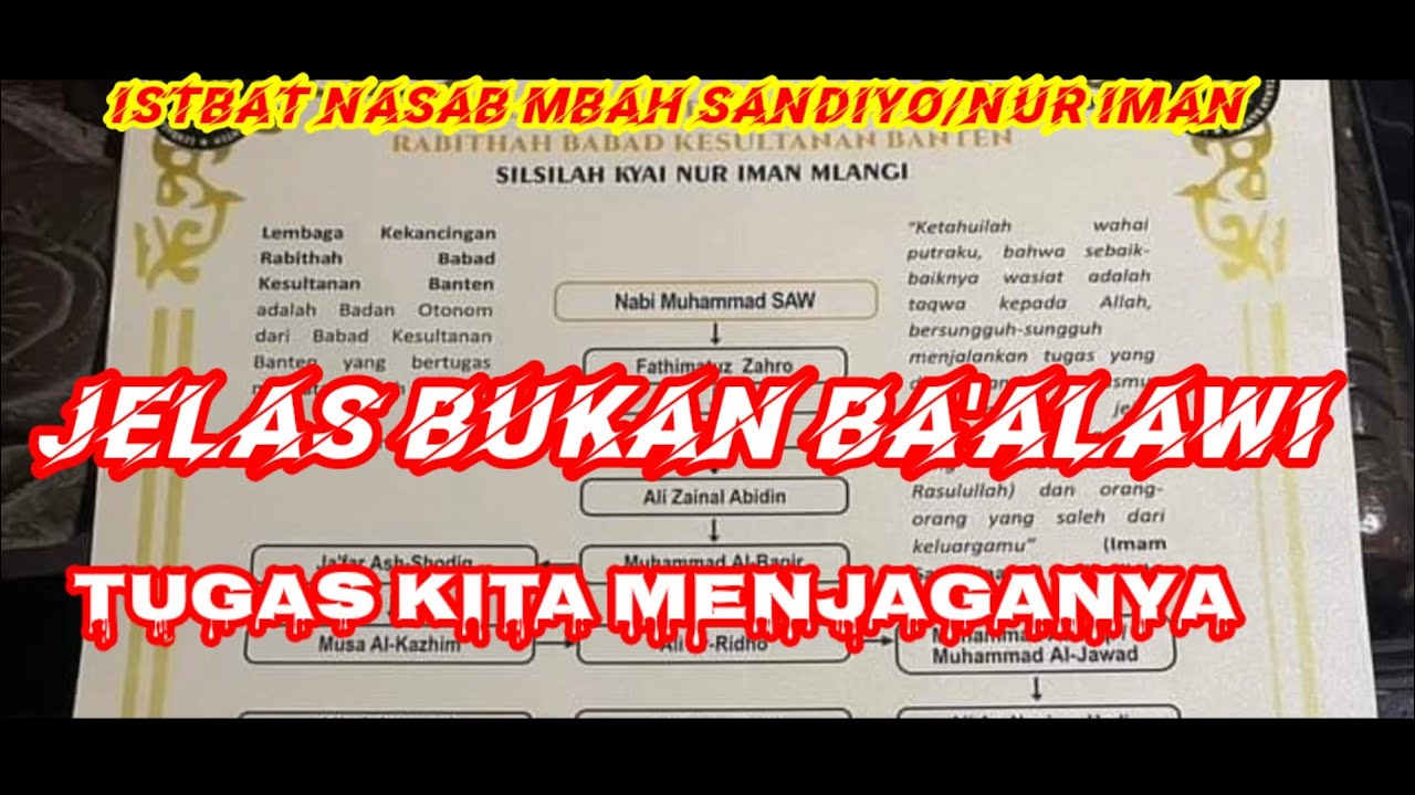 ISTBAT NASAB MBAH SANDIYO/KYAI NUR IMAN MLANGI_KEMAREN DIBA'ALAWIKAN ...