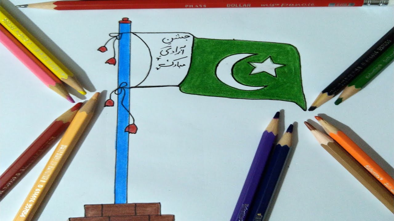 How to Draw Pakistani Flag, 14th August Amazing Drawing, Painting ...