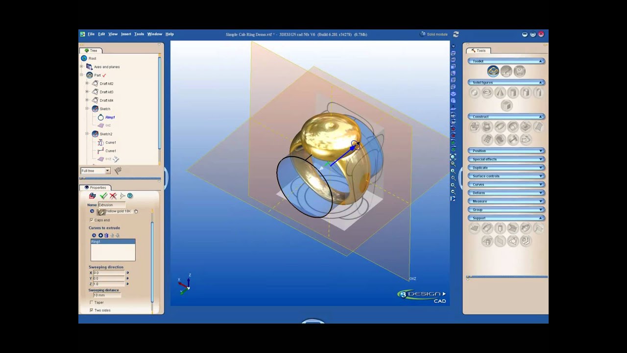 Simple Ring Creation - 3DESIGN Jewelry CAD 6 - YouTube