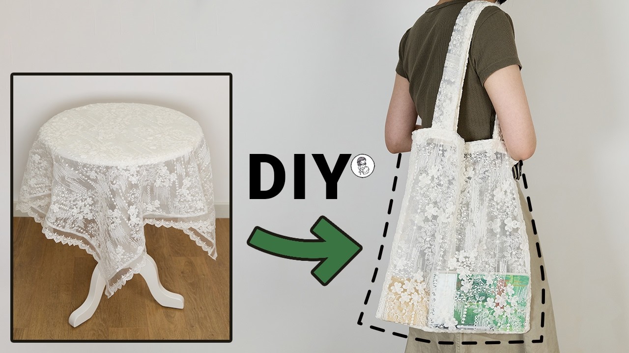 DIY Lace Tote Bag Sewing Tutorial | Easy Upcycling Project - YouTube