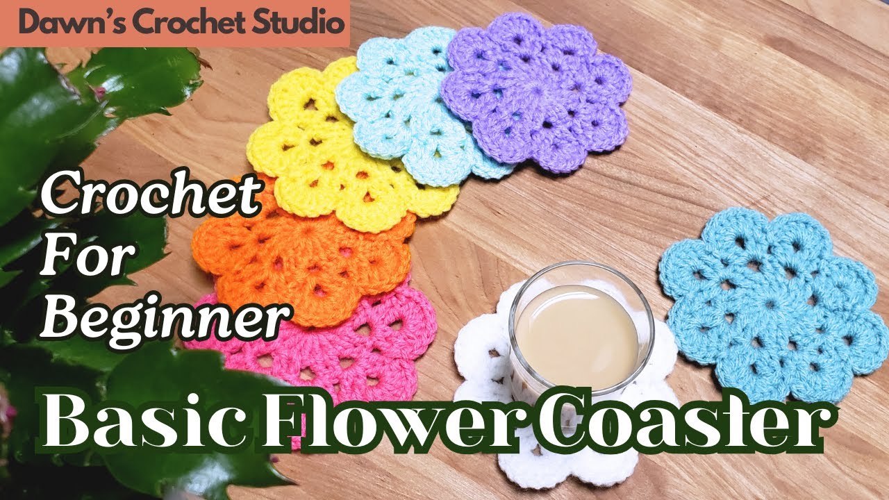Basic One Color Flower Crochet For Beginner 15 Min Real-Time | Crochet ...