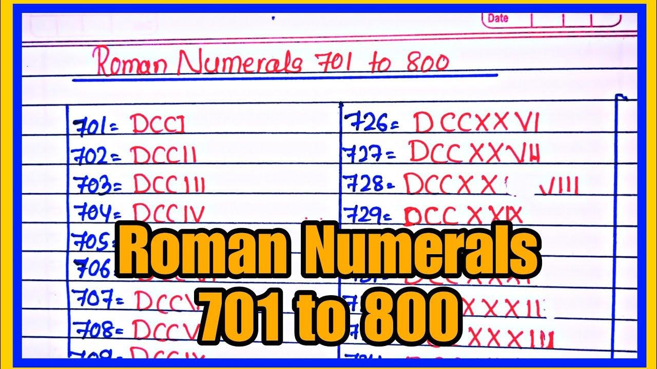 Roman numerals from 701 to 800 || Roman number 701 to 800 | roman ginti 701 se 800 tak - YouTube