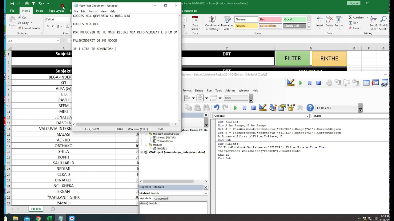 FILTER VBA ☺EXCEL SHQIP☺ - YouTube