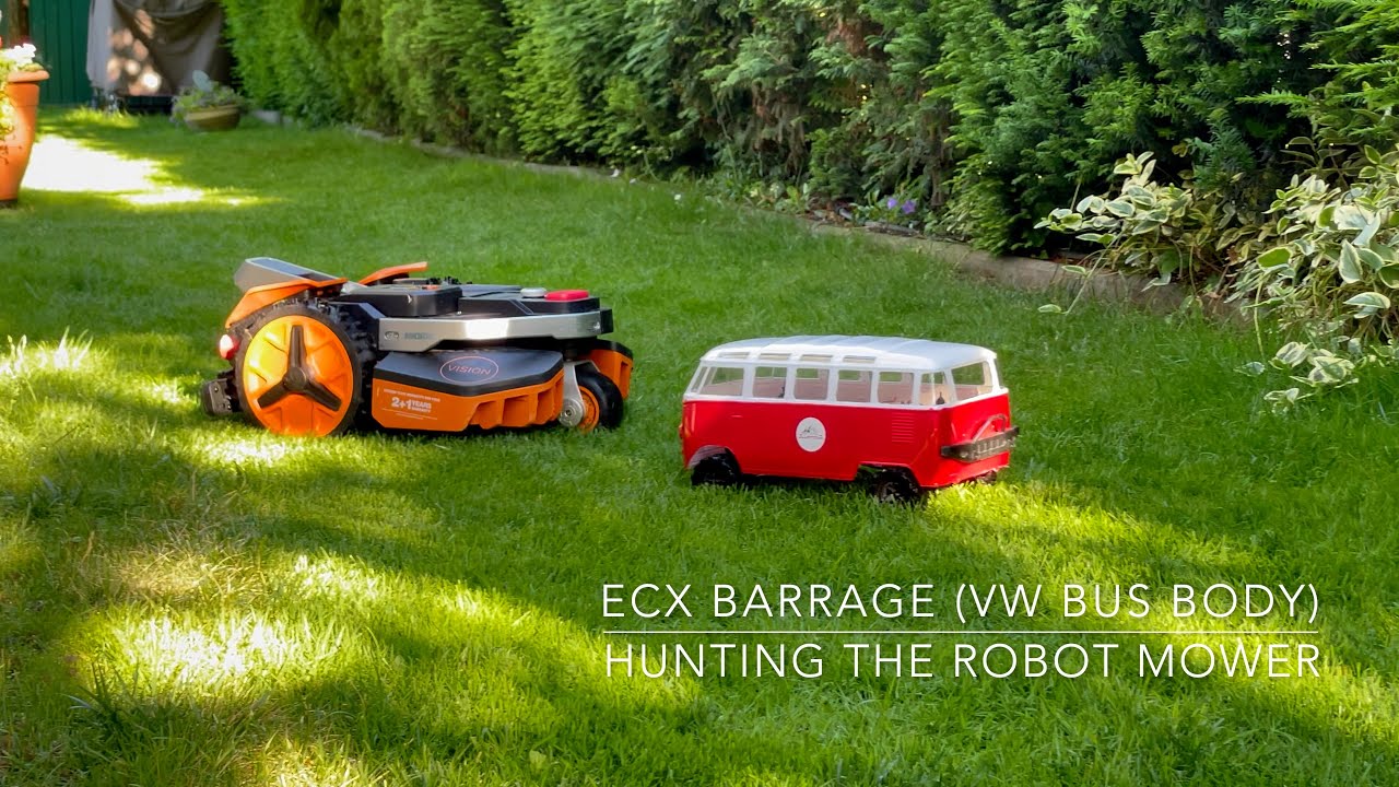 Hunting the robot mower - ECX Barrage (VW Bus Body) - YouTube