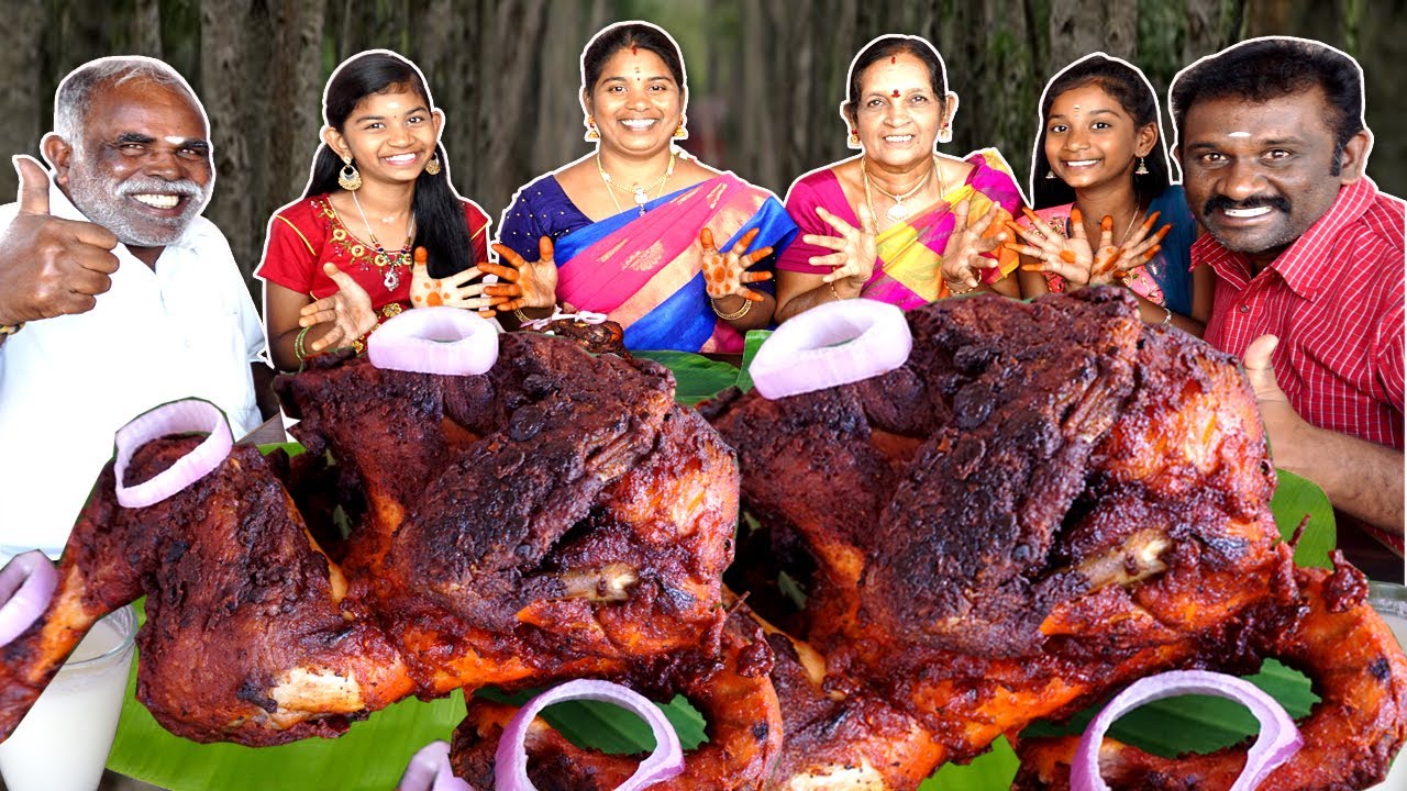 Full Chicken Eating Challenge in Fun Game || Foodies Family Grilled ...