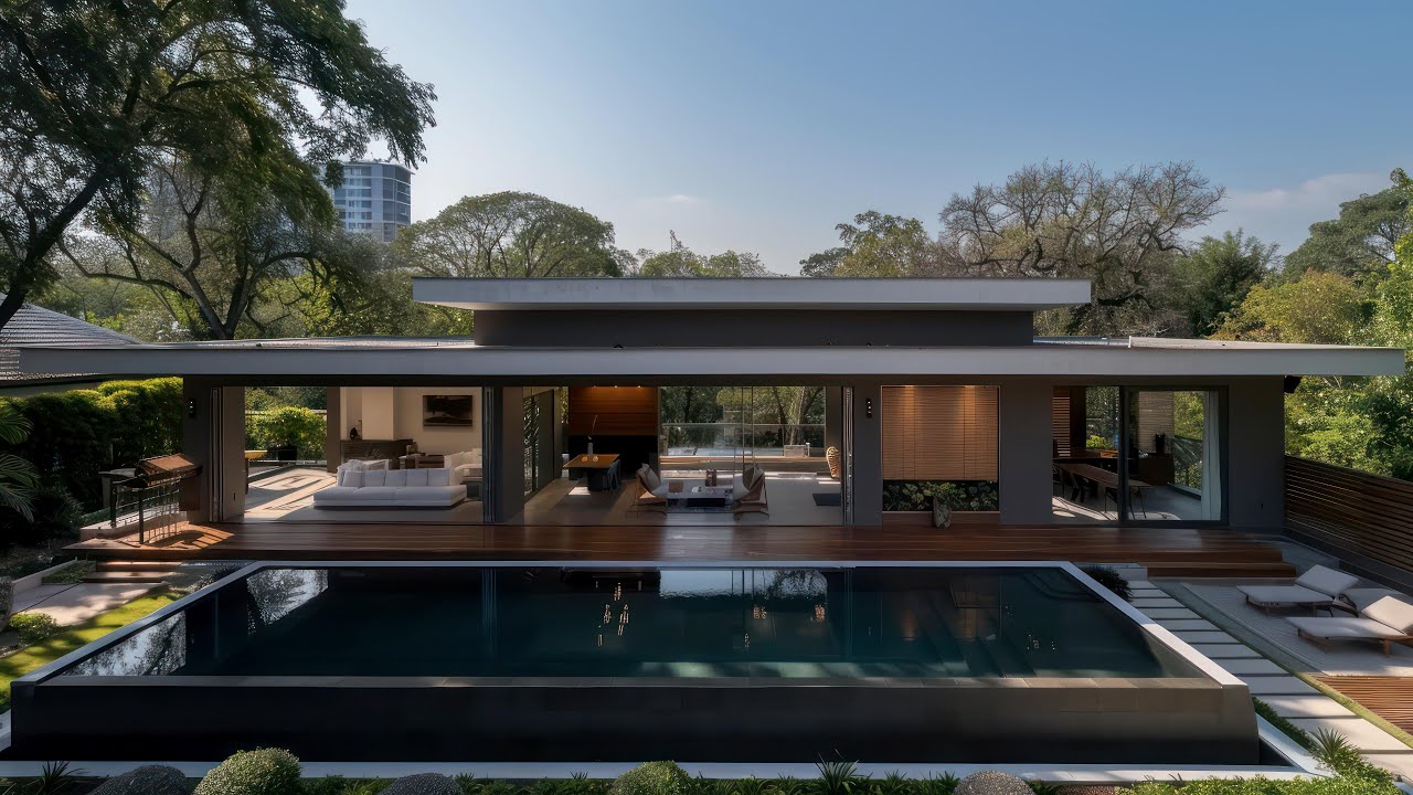 The Most Breathtaking Modern Single Story House Designs with Pool to ...