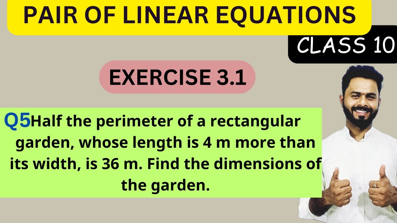 question no. 5 ||pair of linear equation in two variable exercise 3.1 ...