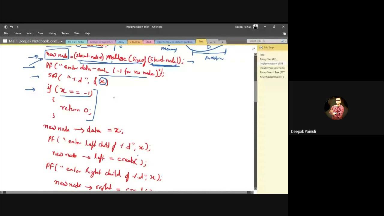 Binary Tree Implementation II Malloc() II Create() II Linked List II Root II Left II Right - YouTube