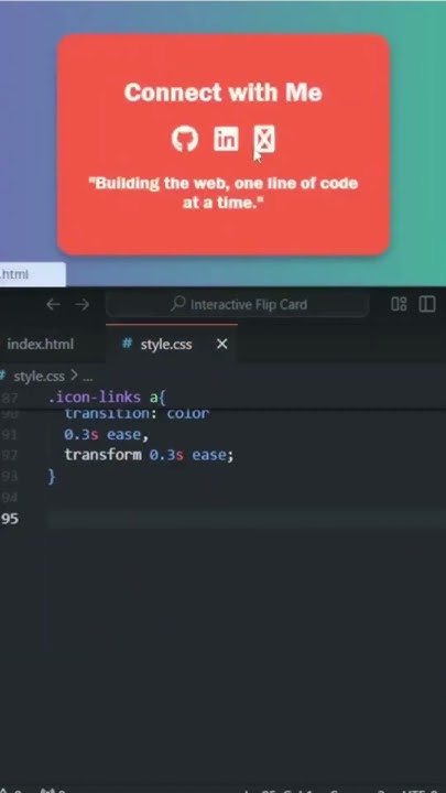Interactive Flip Card Animation With Css And Font Awesome Icons Shorts Html Css Youtube