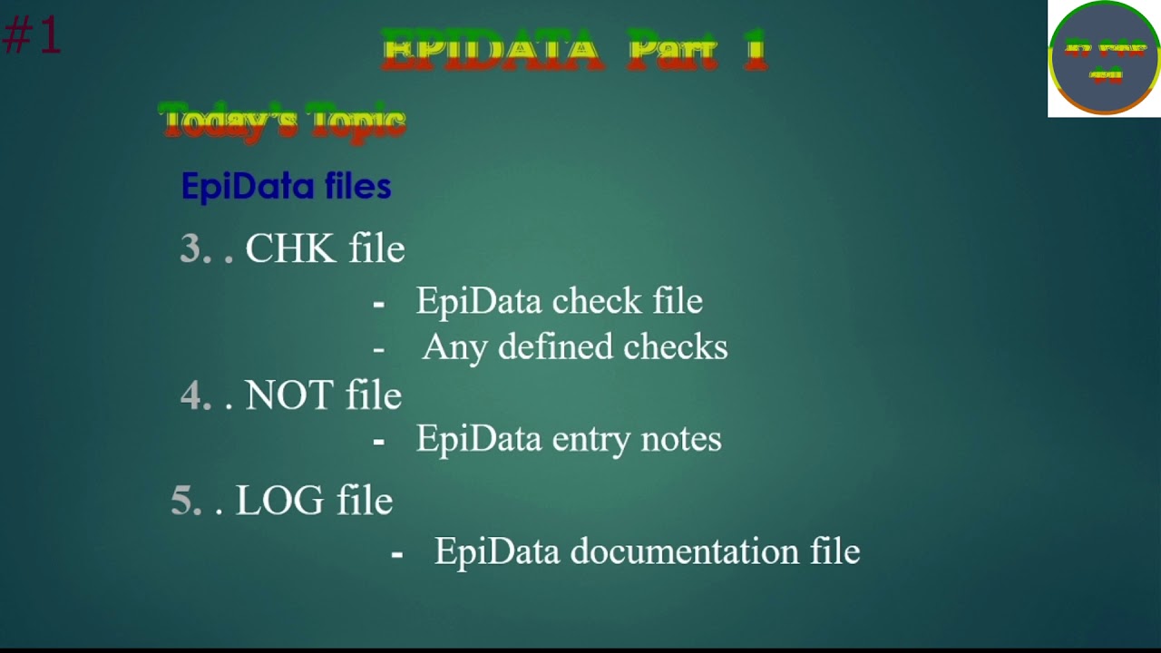 #1 EPI Data File and Work Flow Part 1 - YouTube