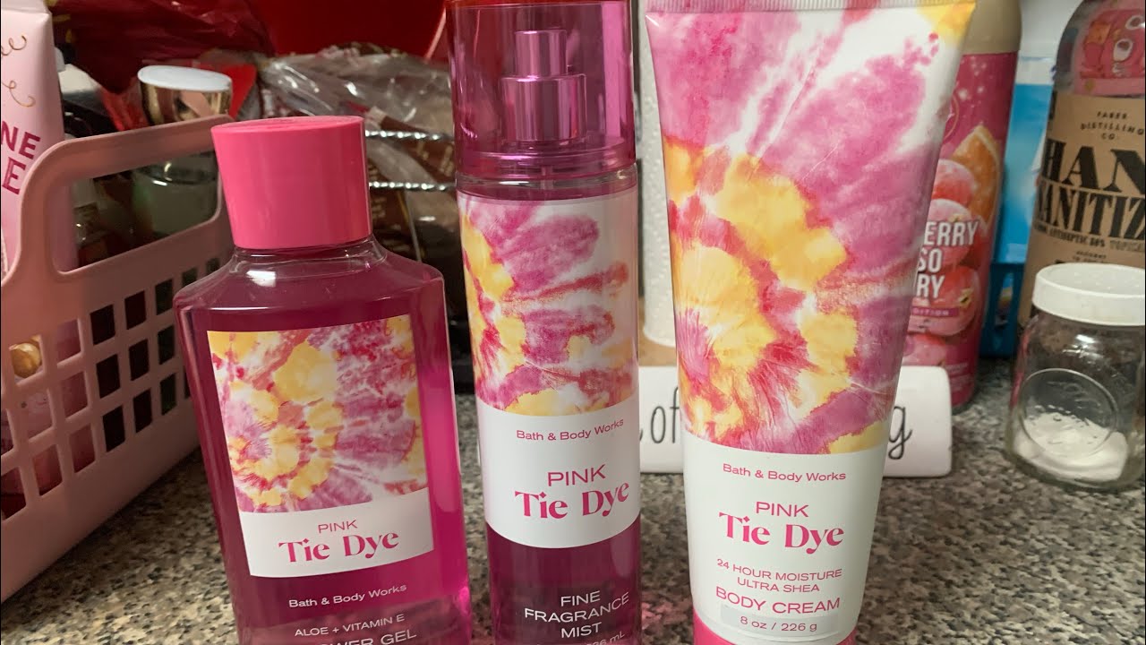 BATH & BODY WORKS - PINK TIE DYE BODY CARE REVIEW - YouTube