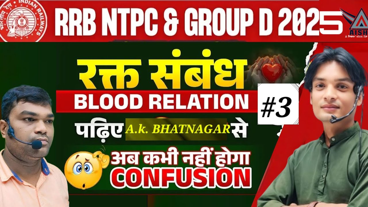 REASONING ( BLOOD RELATION रक्त संबंध) BY A.K bhatnagar #group d&NTPC # ...