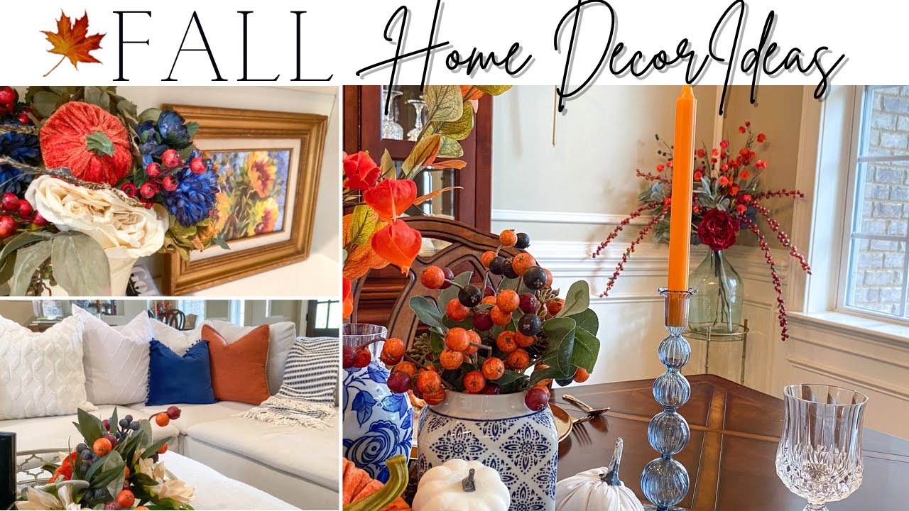 Fall Decorate With Me | Traditional Home Decor | Navy & Orange Fall ...