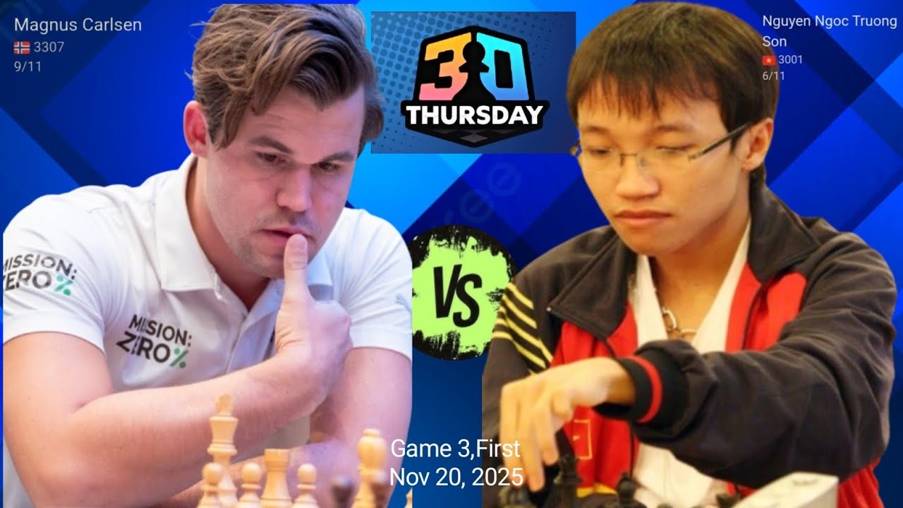 Blunder Knight!! Magnus Carlsen vs Nguyen Ngoc Son in 3+0 Thursday 2025 ...