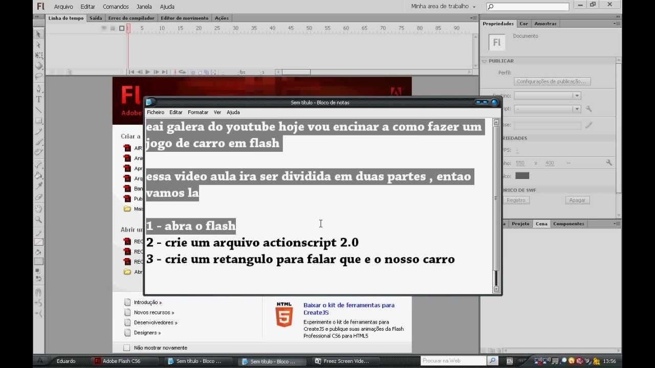 Como fazer um jogo de carro em Flash Parte 1 - YouTube