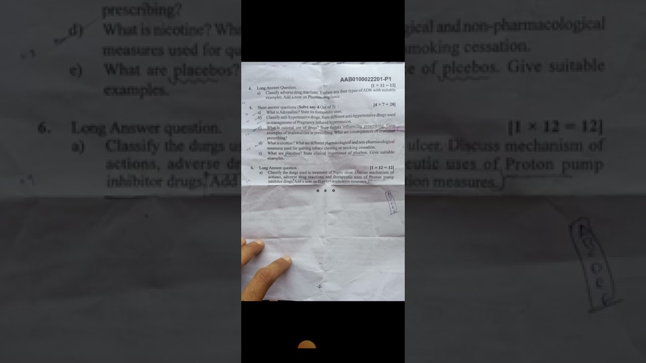 Pharmacology Paper l & ll February 2022 | MBBS 2nd Year Question Paper ...