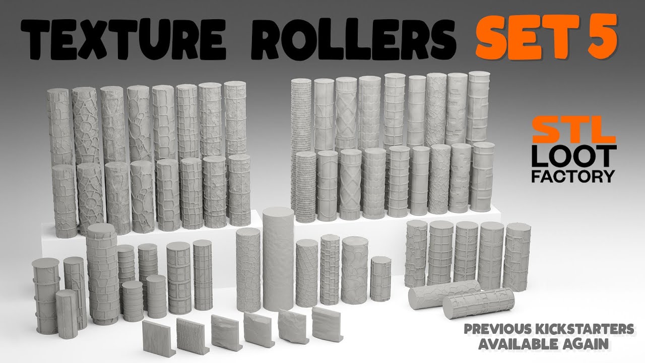 Texture Roller Set 5 - STL files - Kickstarter - YouTube