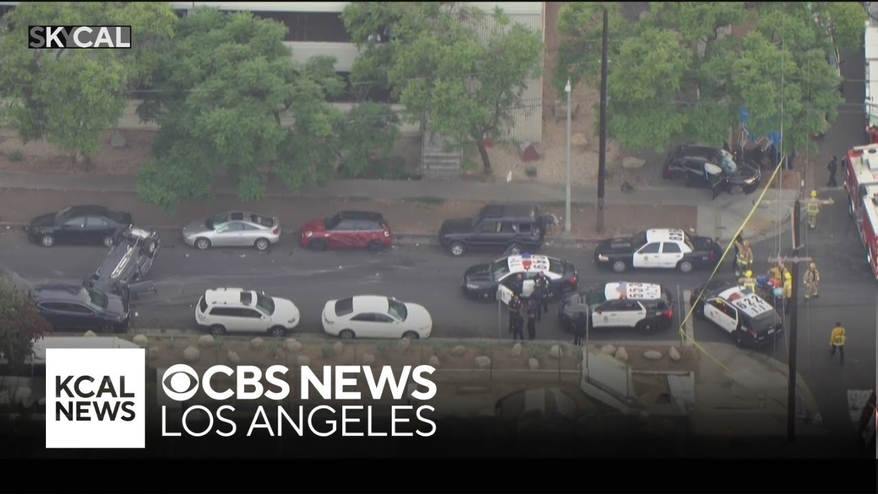 Stolen vehicle crashes into innocent driver during LAPD pursuit - YouTube