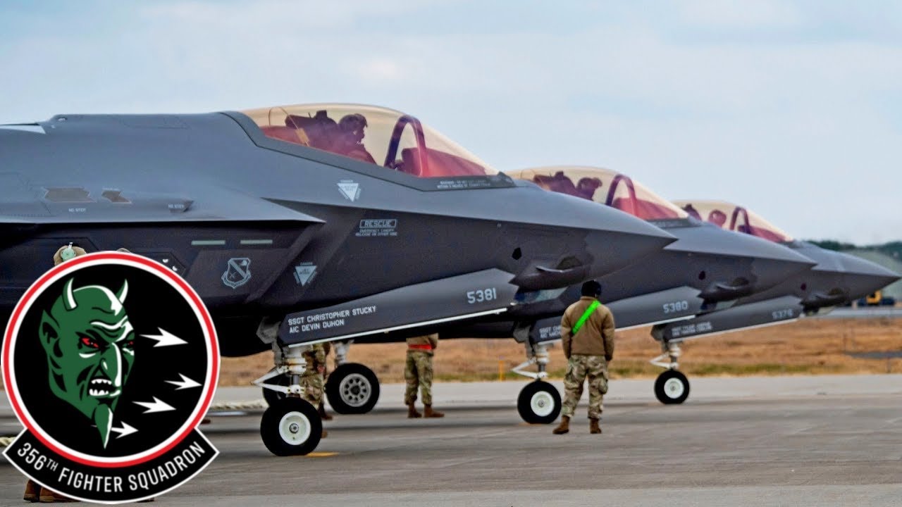 Green Demons. US Air Force F-35A Lightning II stealth fighters on ...