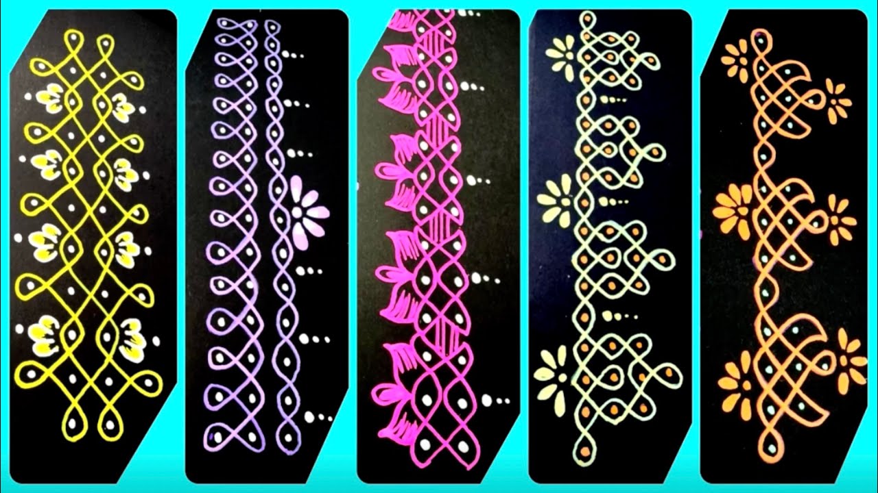 🌺 5 Beautiful Border Rangoli | Beginners Easy Kolam Designs |Muggulu ...