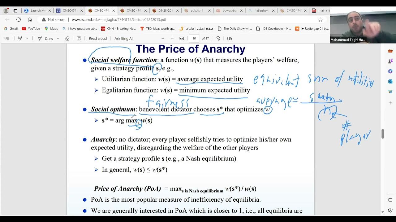Lesson 11: Computational Game Theory by Mohammad Hajiaghayi: Price of Anarchy and Braess's ...