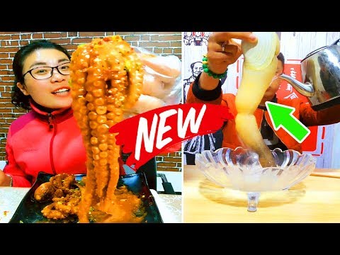 #31♥♥EATING SHOW COMPILATION♥CHINESE FOOD-MUKBANG Greasy Chinese octopus and other strange food. HD