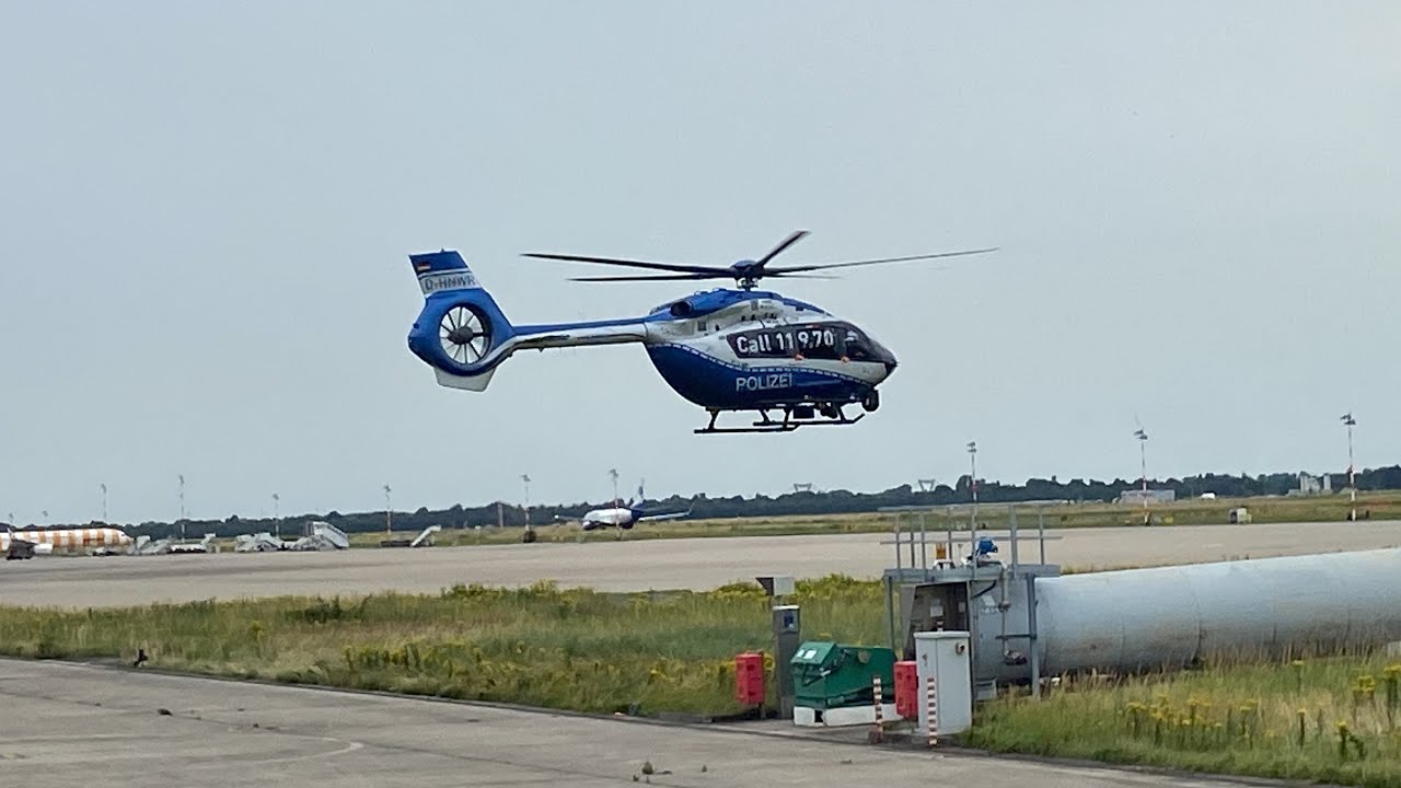 Hummel Start Am Düsseldorfer Flughafen H145 German Police helicopter ...