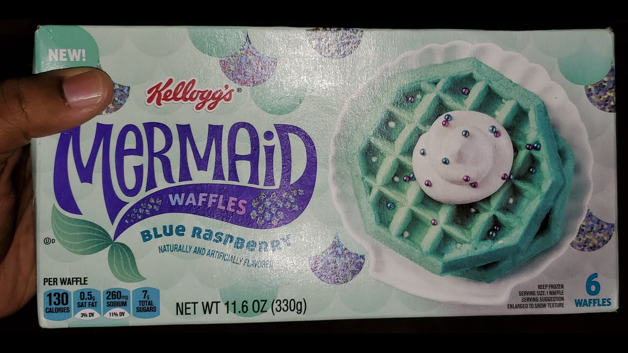 Review: Kelloggs Mermaid 🧜‍♀️ Blue Raspberry Waffles - YouTube
