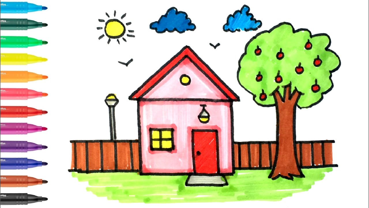 How to Draw a Cute House for Kids I Sevimli Ev Nasıl Çizilir I Basit Ev ...
