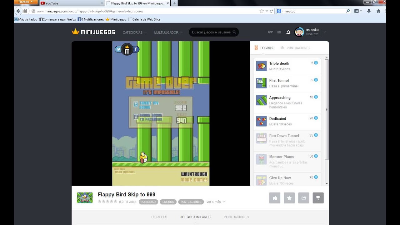 Flappy Bird Skip to 999 en Minijuegos - YouTube