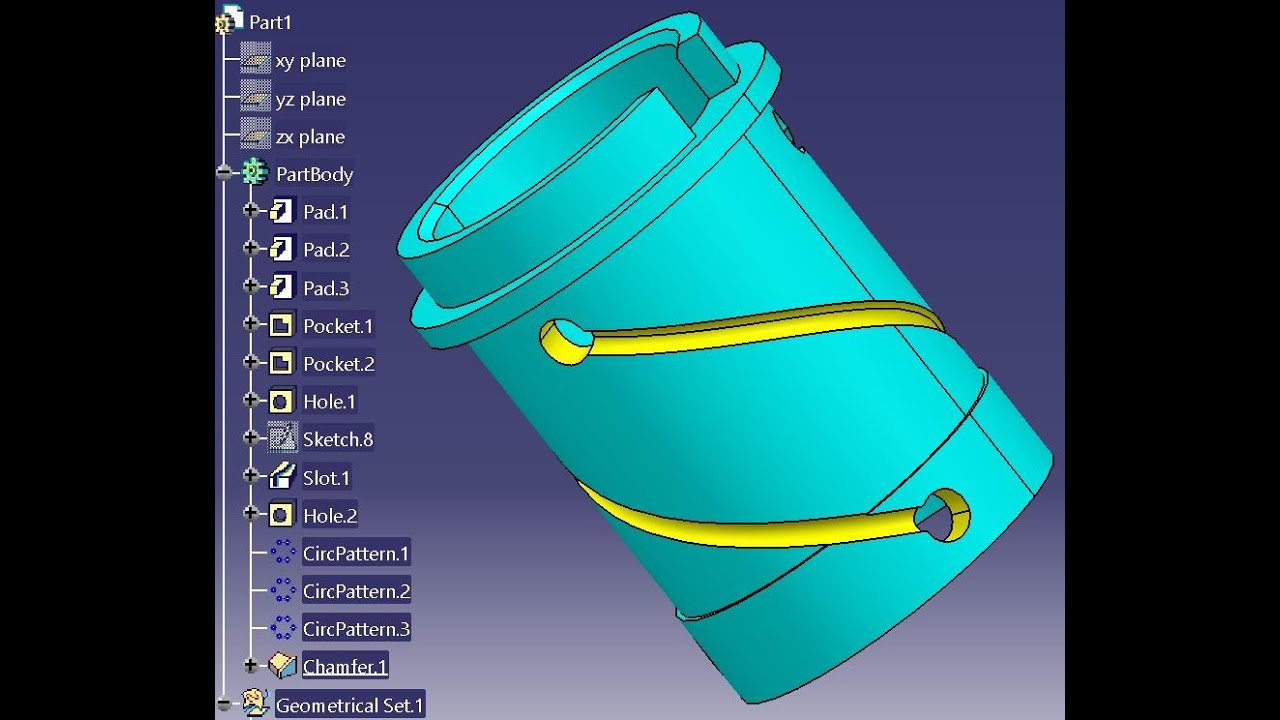 How to create a mechanical part using CATIA Part Design 64 - YouTube