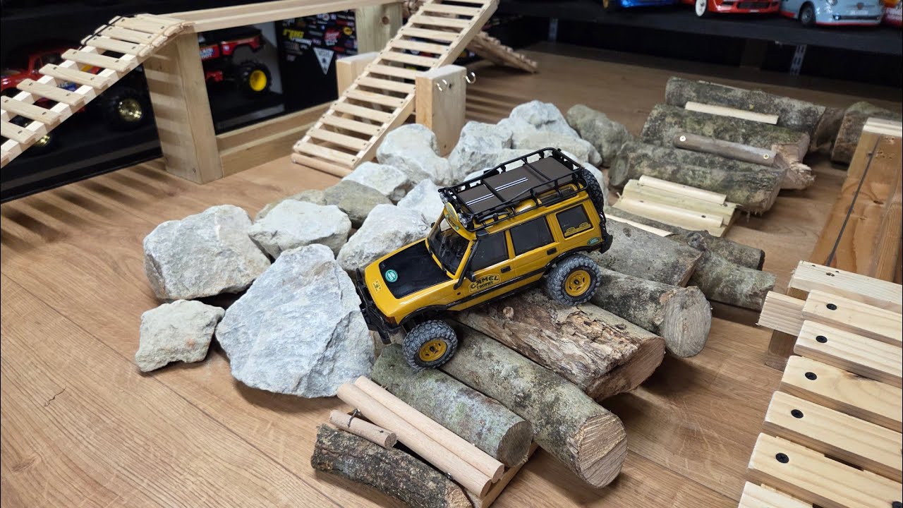 Fms rc mini crawler first run on indoor course - YouTube