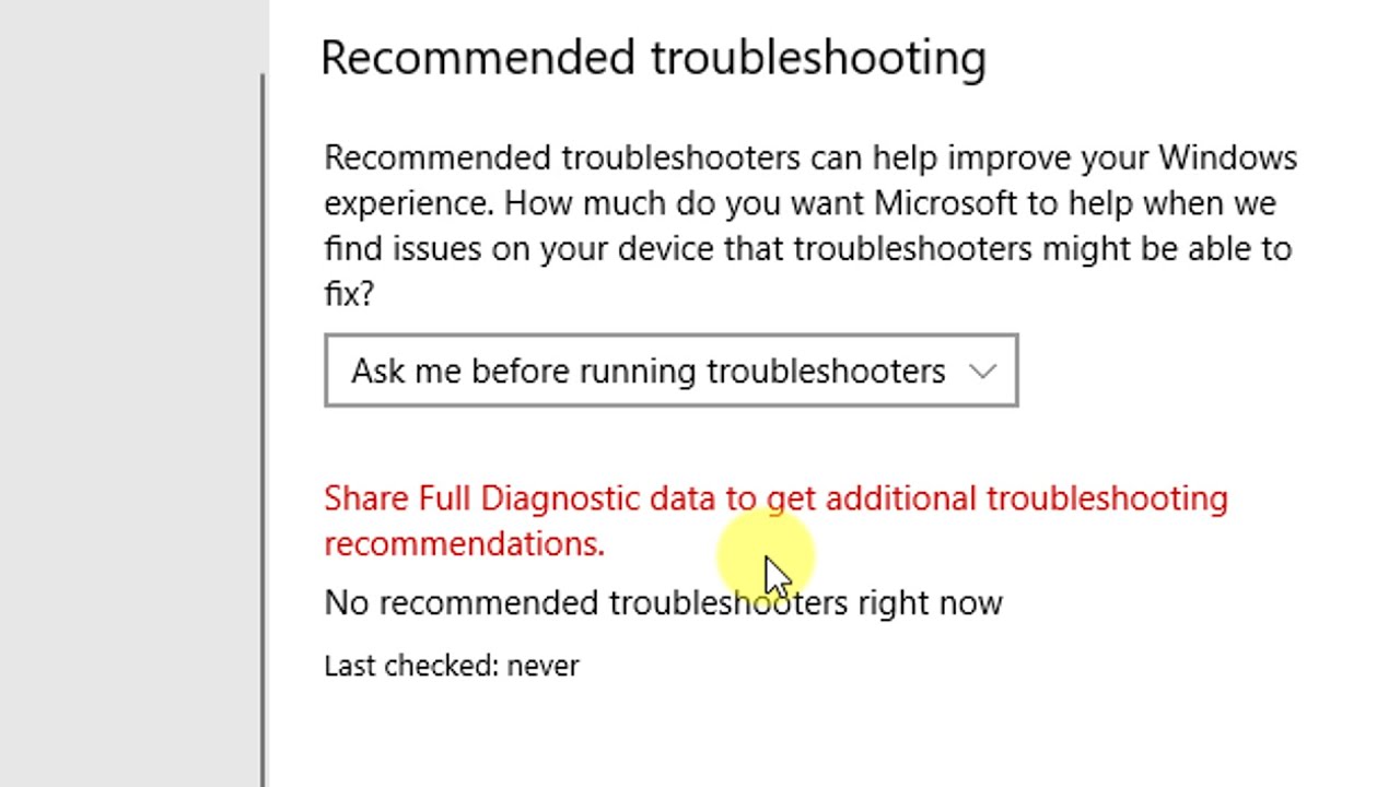 Share full diagnostic data to get additional troubleshooting ...
