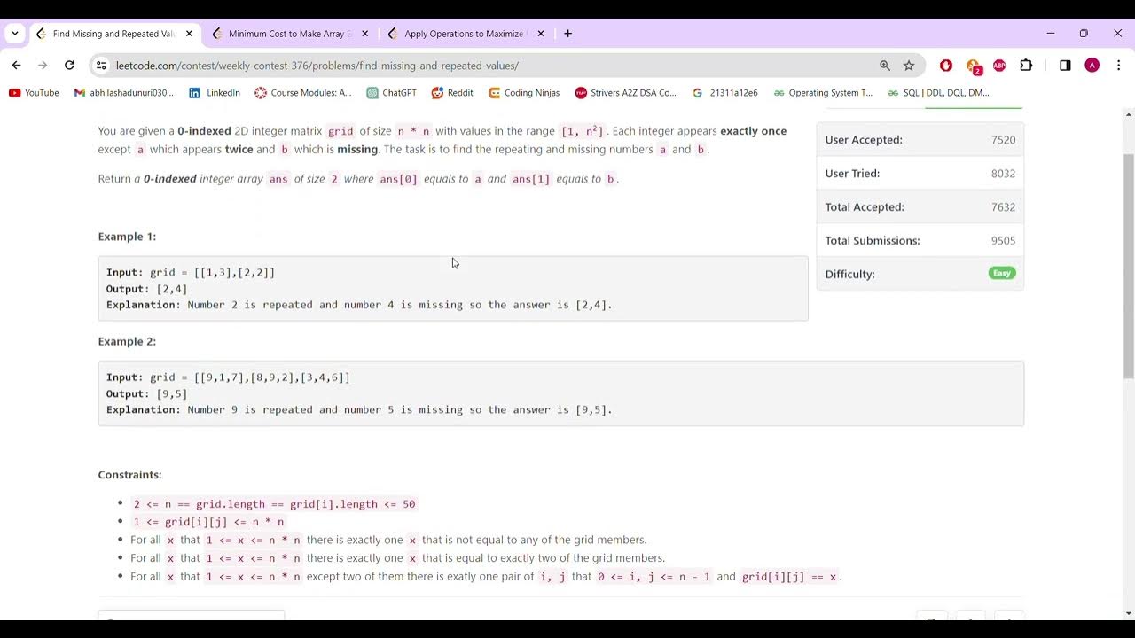 Leetcode Weekly Contest 376 Problem 1 Youtube