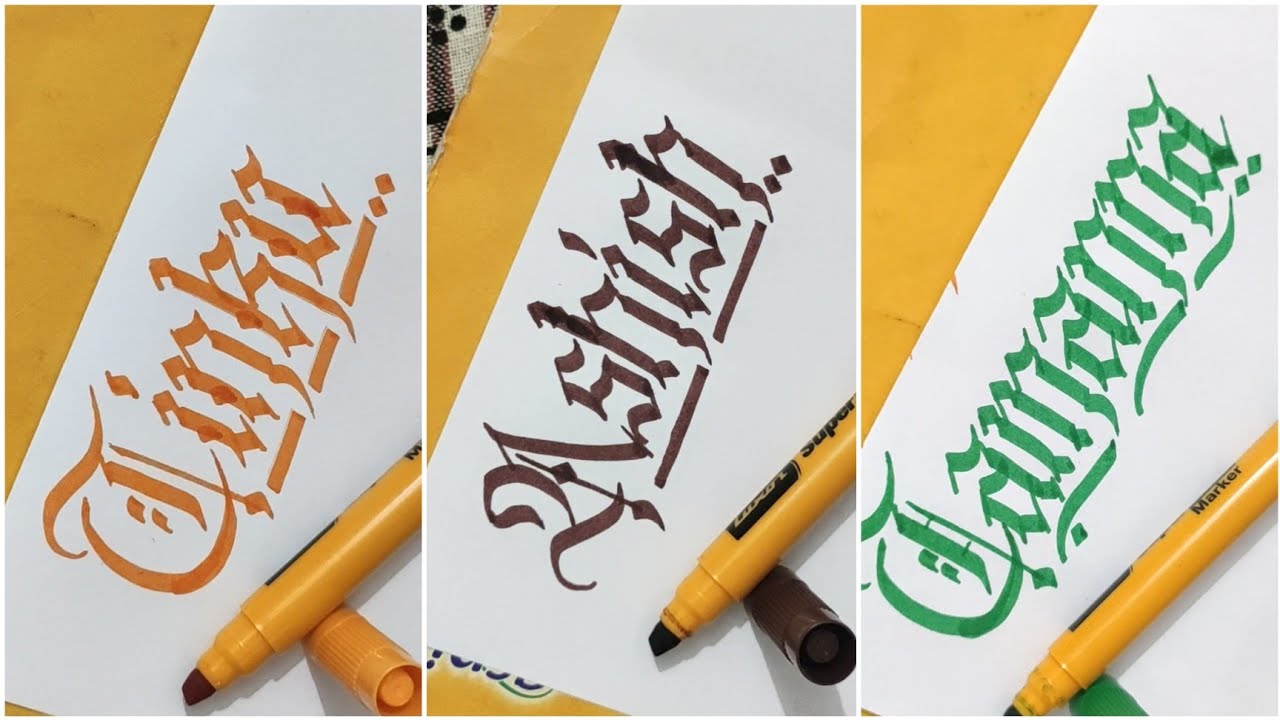 Satisfying chisel marker calligraphy | Subscribers Name with chisel ...