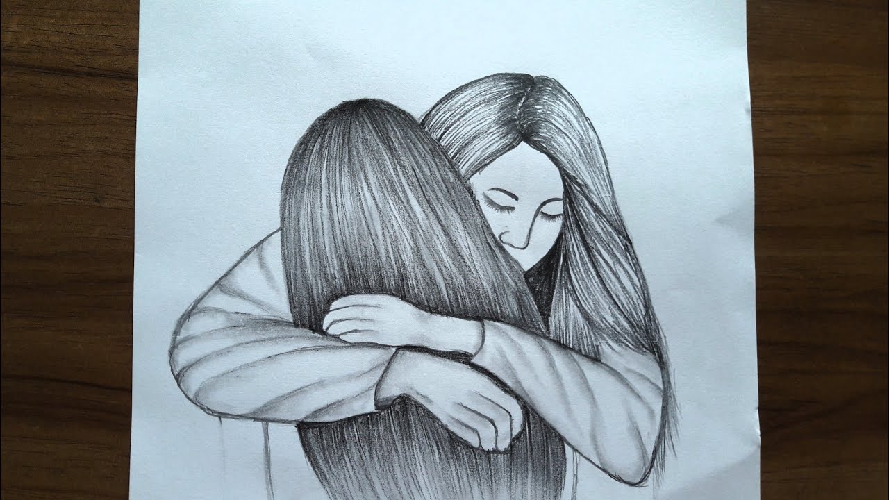 Friendship day drawing . Sisters drawing . Girls drawing .Pencil ...
