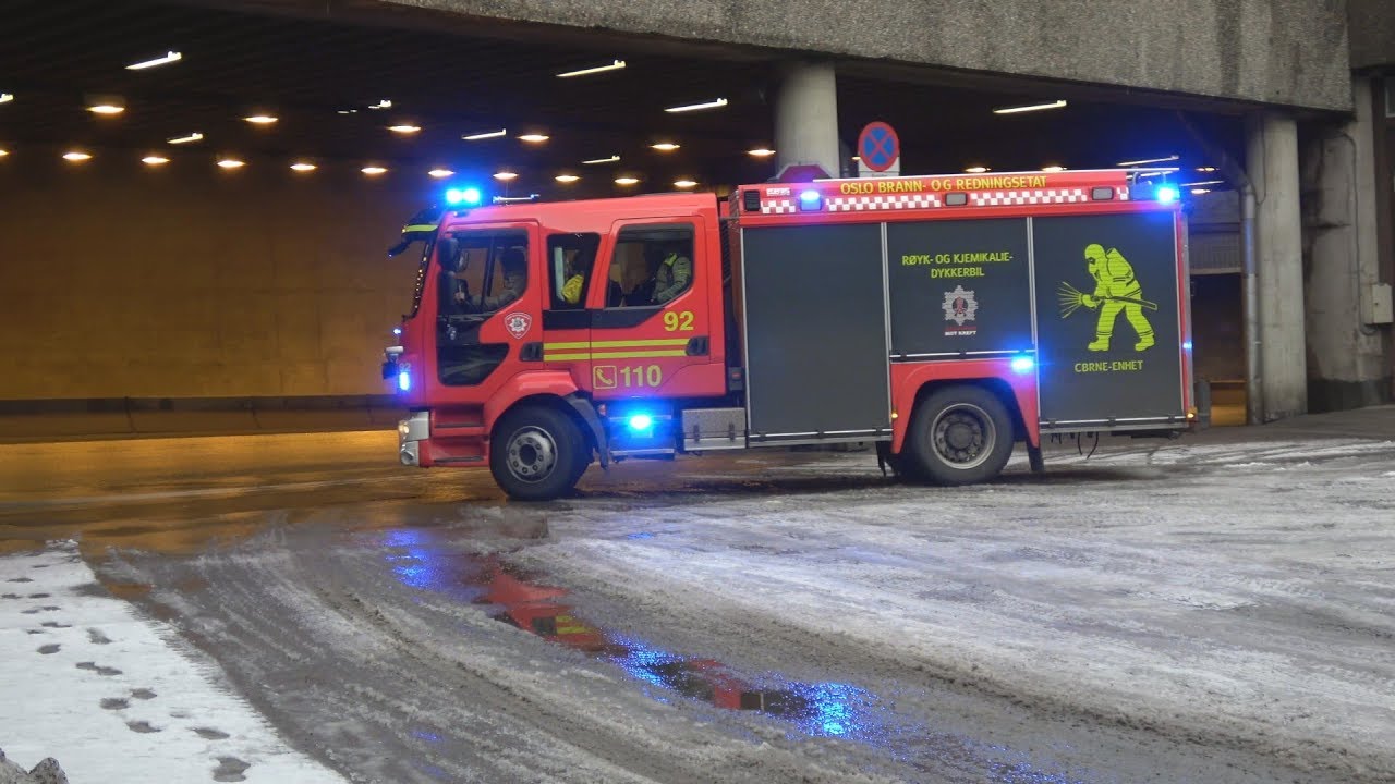 Oslo Fire Department 92 Responding to a Report of Smoke - YouTube