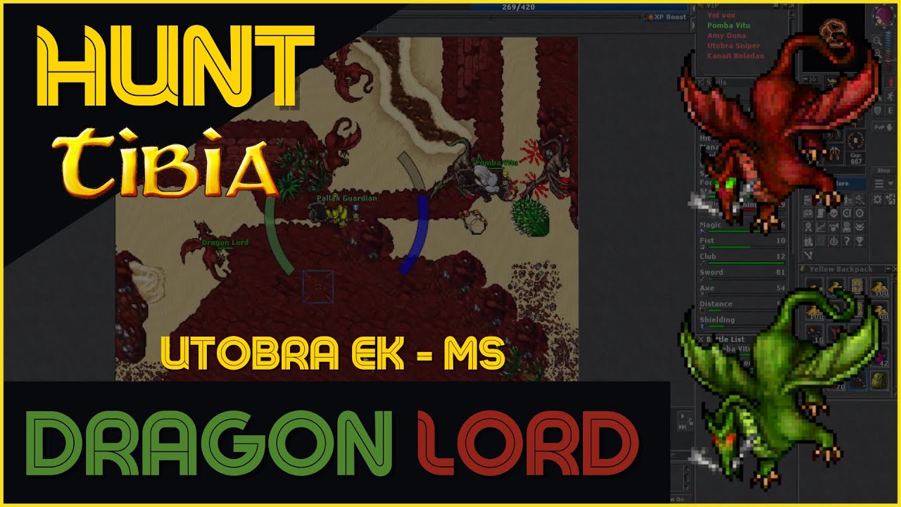 Tíbia: Hunt - Utobra - Darashia - Dragon e Dragon Lord - Elite Knight ...