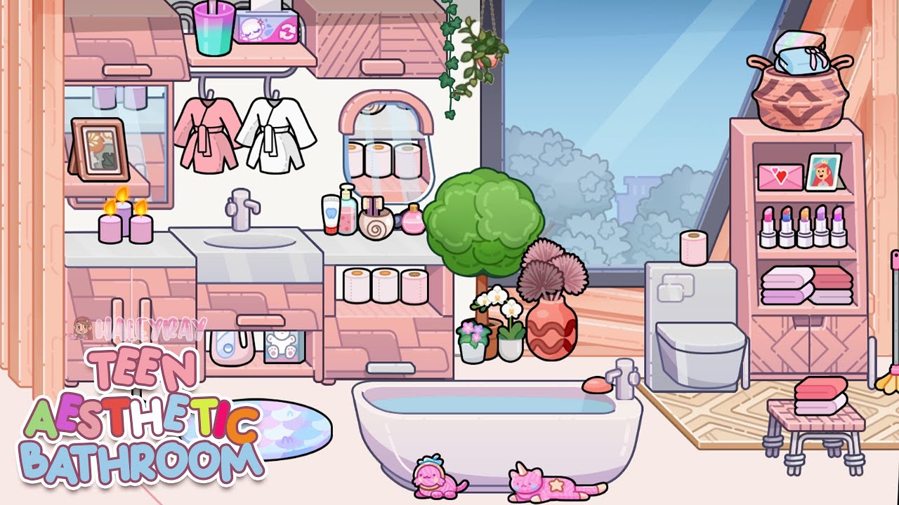 Teen Aesthetic Bathroom Build| Part 2| Avatar World - YouTube